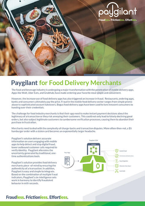 Paygilant for Food Delivery - Paygilant